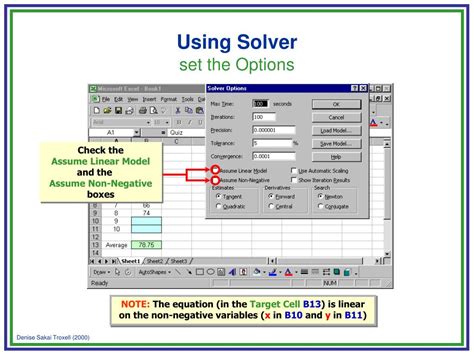 Ppt Solving Equations With Excel Solver For Microsoft Excel 2000