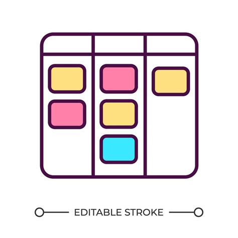 Kanban Flowchart Rgb Color Icon Board With Notes Icon Workflow
