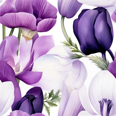 Premium Ai Image Purple And White Flowers Are On A White Background