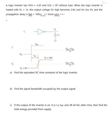 solved a logic inverter has voh 3 3 v and vol 0 v without