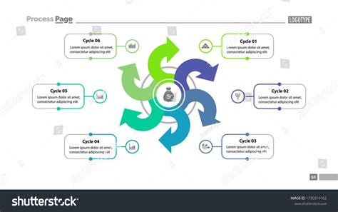Six Arrows Process Chart Slide Template Stock Illustration Shutterstock