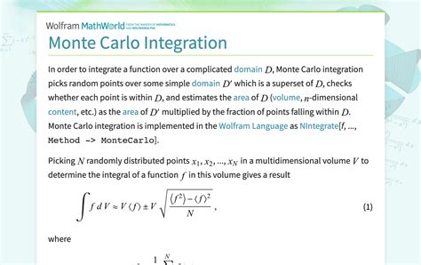 Monte Carlo Integration From Wolfram Mathworld