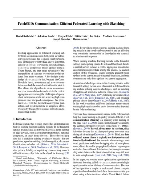 带有草图的联邦学习高效通信fetchsgd communication efficient federated learning with