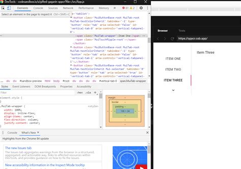 Reactjs How To Modify The Wrapper Css Rule Of A Tabs Component To Make The Text Aligned To The
