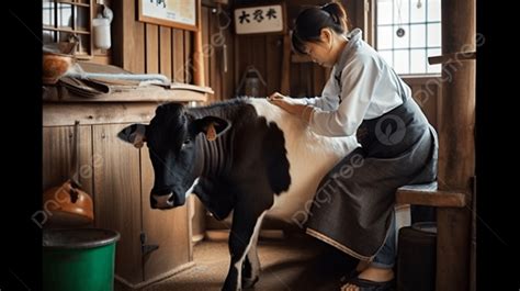 Woman Cleaning A Cow In Her House Photo And Picture For Free Download