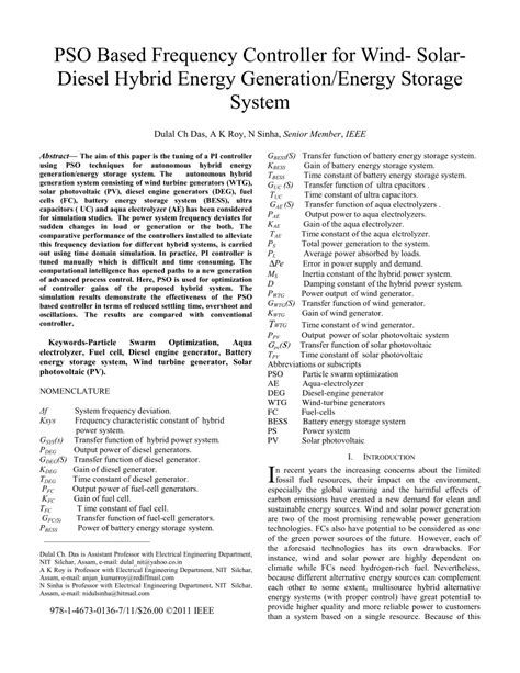 Pdf Pso Based Frequency Controller For Wind Solar Diesel Hybrid