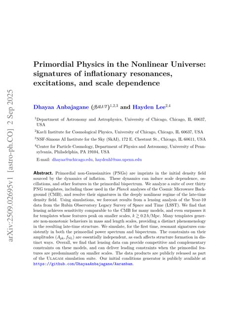 Pdf Primordial Physics In The Nonlinear Universe Signatures Of