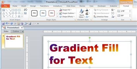 gradient fills for text in powerpoint 2010 for windows