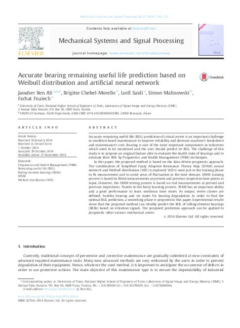 Pdf Accurate Bearing Remaining Useful Life Prediction Based On