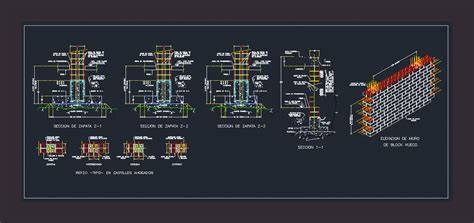 Detalles Constructivos De Muros En Dwg 12909 Kb Librería Cad