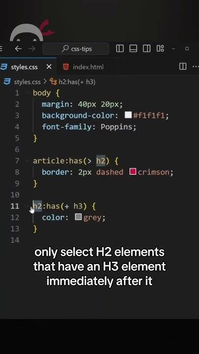 Css Tip Using The Has Pseudo Class Shorts Youtube