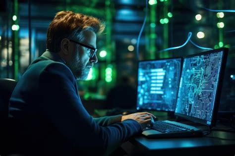 Premium Photo Photo Of A Cybersecurity Expert Analyzing Network Data Generative Ai