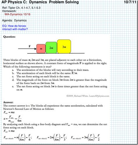 dynamics problem solving ap physics c