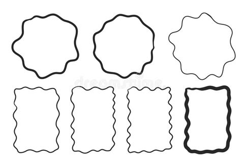 Zig Zag Frame Border Squiggle Wavy Set Underline Brush Stroke Curved Edges Hand Drawn Empty Tet