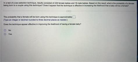 solved in a test of a sex selection technique results