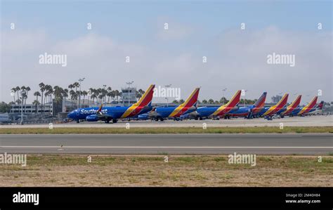 Southwest Airplanes Parking At Long Beach Airport In Long Beach Ca