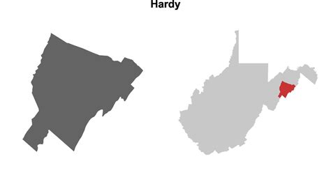 Hardy County West Virginia Blank Outline Map Set 60379782 Vector Art
