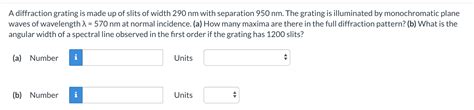 Solved A Diffraction Grating Is Made Up Of Slits Of Width Chegg