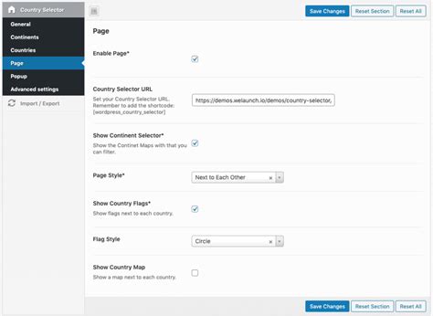 Setup Wordpress Country Selector Plugin Welaunch