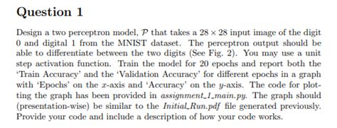 Design A Two Perceptron Model P That Takes A 28×28