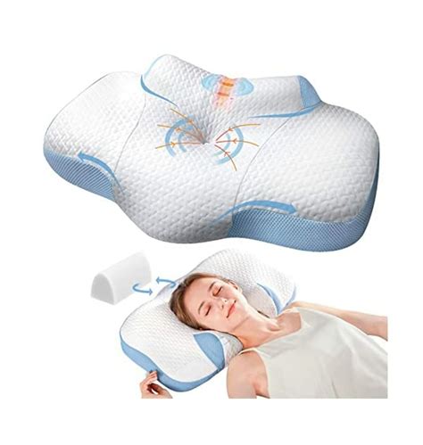 경추 메모리 폼 베개정형외과적 단단함부드럽고 조절 가능한 저자극성 공학적 컨투어 베개옆으로 누워 자는 사람용블루 티몬