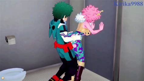 Mina Ashido And Momo Yaoyorozu And Izuku Midoriya Intense Sex My