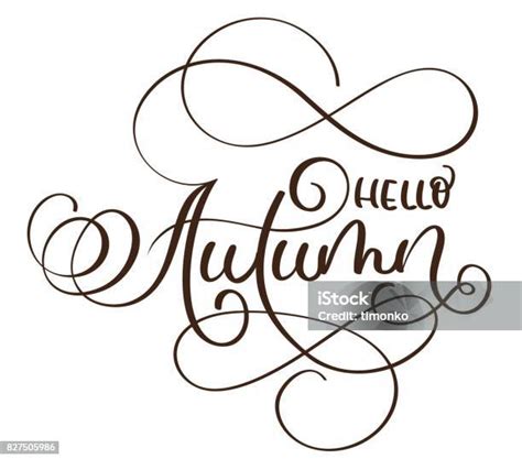 가 단어 흰색 바탕에 안녕하세요 손으로 그린 서 예 문자 벡터 일러스트 레이 션 Eps10 가을에 대한 스톡 벡터 아트 및 기타 이미지 Istock