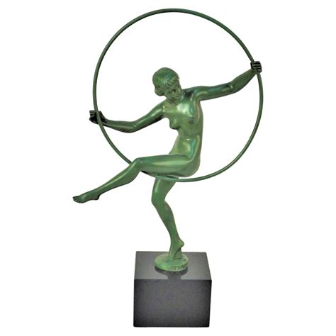 Marcel André Bourraine Bronze Art Deco Dancer With Hoops For Sale At
