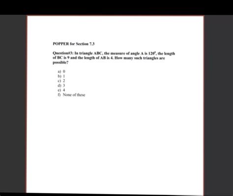 Solved Popper For Section 7 3 Question 3 In Triangle Abc