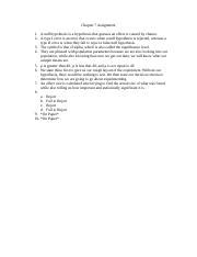 Chapter Assignment Docx Chapter Assignment A Null Hypothesis Is A Hypothesis That