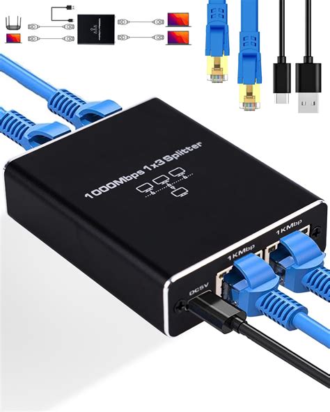 Ethernet Splitter 1 To 3 1000mbps High Speed Ethernet Cable Splitter With Lan Cable
