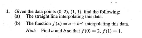 solved given the data points 0 2 1 1 find the