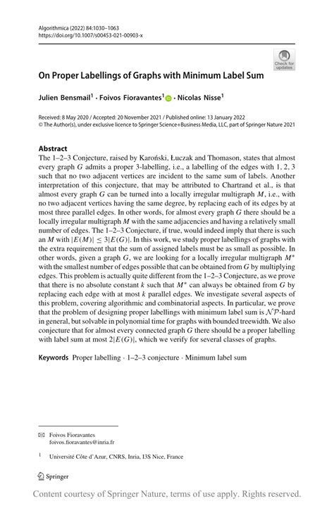On Proper Labellings Of Graphs With Minimum Label Sum Request PDF