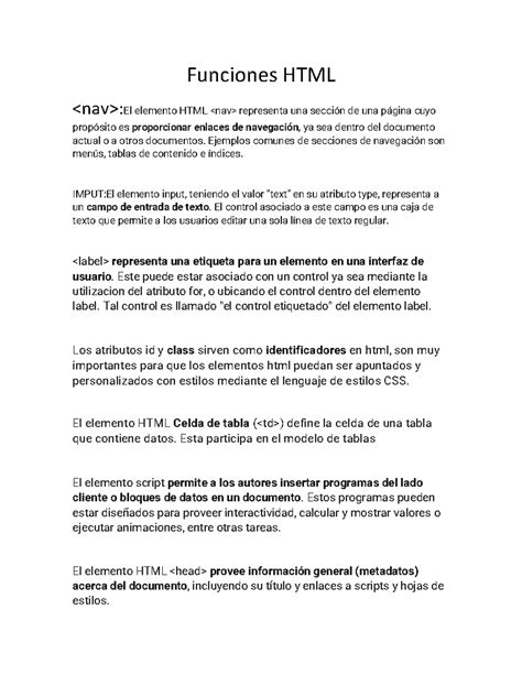 Función De Códigos Html Funciones Html El Elemento Html Representa Una Sección De Una Página