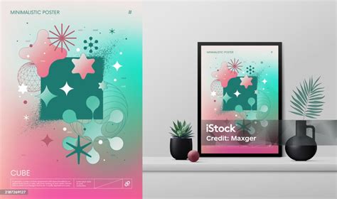 벡터 그라디언트 레이브 포스터 이상한 와이어프레임 기하학적 모양의 자산 내부의 잔인함과 모형에서 영감을 받은 Y2k 디자인 스프레이 효과가 있는 청록색 사각형 입자 폭발