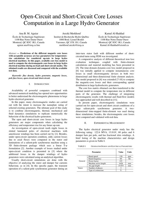 Pdf Open Circuit And Short Circuit Core Losses Computation In A Large
