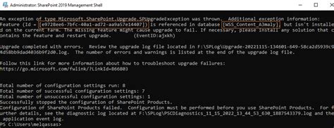 feature is referenced in database but isn t installed on the current