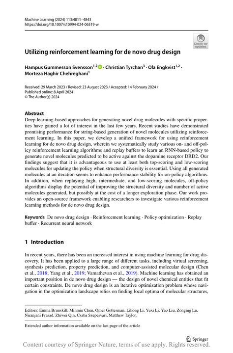 Pdf Utilizing Reinforcement Learning For De Novo Drug Design