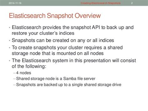 creating elasticsearch snapshots
