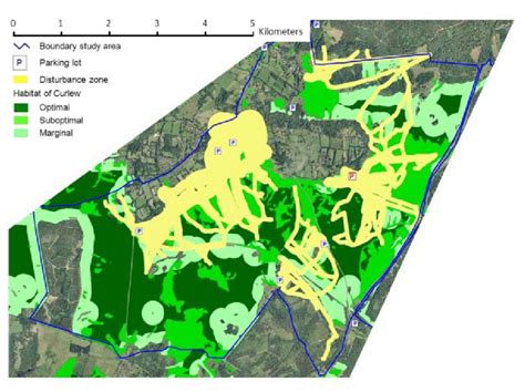 Map Of The Disturbance Zones Of Visitors Overlain On The Habitat Map Of Download Scientific