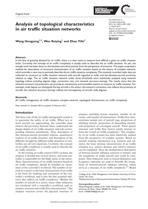 Pdf Analysis Of Topological Characteristics In Air Traffic Situation