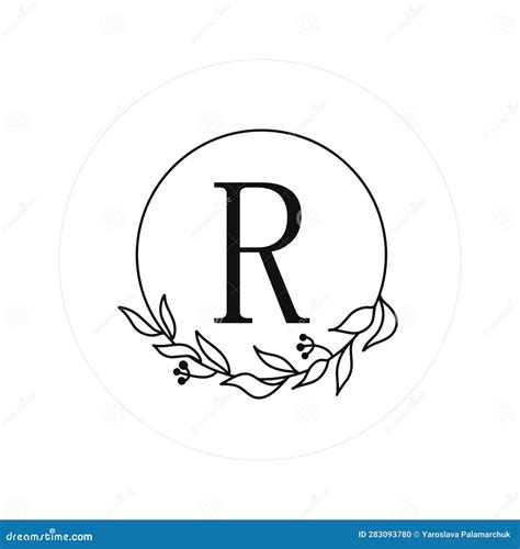 Letter R Initials With Round Floral Frames Vector Monogram Logo Cricut File Stock Vector