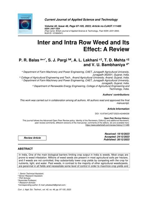 Pdf Inter And Intra Row Weed And Its Effect A Review