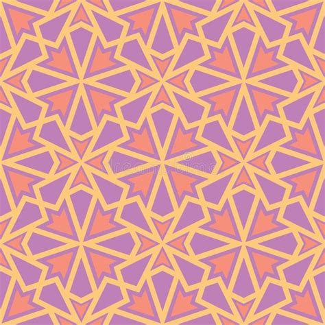 Geometric Violet Seamless Pattern Bright Colored Background With Pink And Yellow Elements Stock