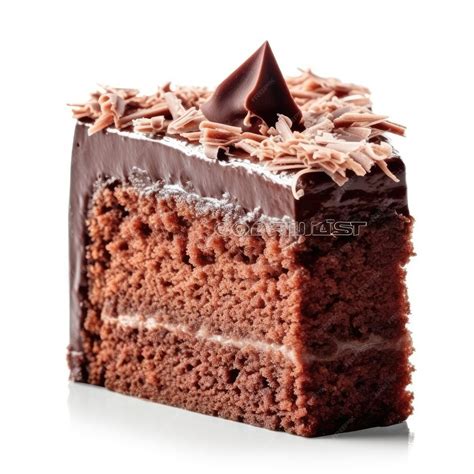 Premium Ai Image Chocolate Cake Slice On White Background