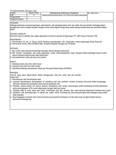 Sop Bar Bender Dan Cutter Pdf
