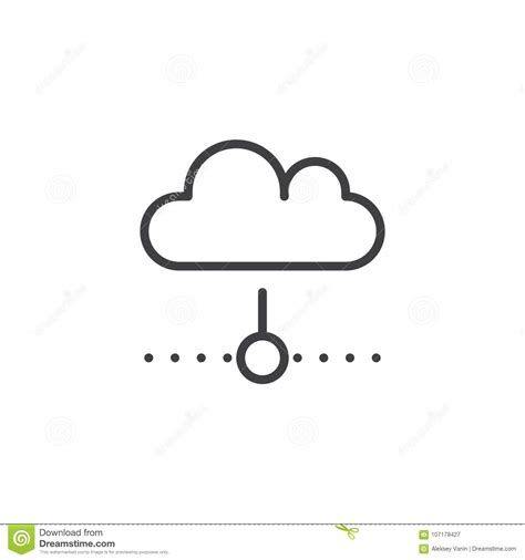 Cloud Computing Line Icon Stock Vector Illustration Of Flat 107178427