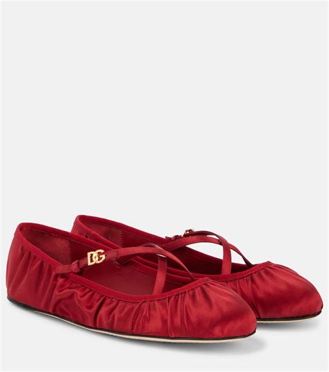 Dg Satin Ballet Flats In Red Dolce Gabbana Mytheresa