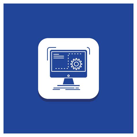Blue Round Button For Command Computer Function Process Progress