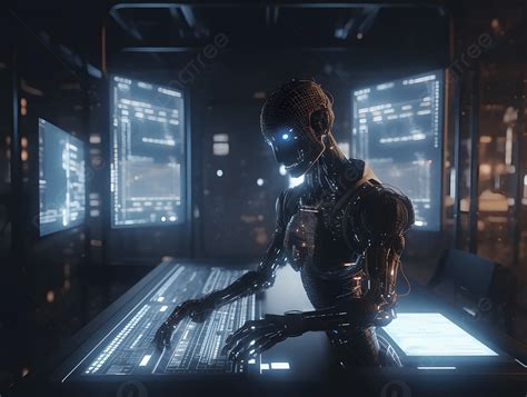 intelligent robot high tech data processing advertising background robot artificial